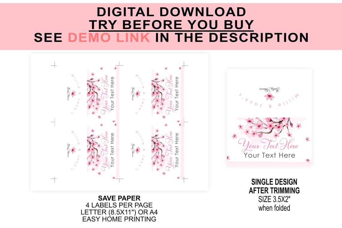 Editable Cherry Blossom Food Labels Food Card Table Tent Card - Etsy