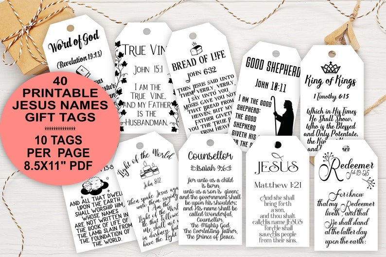12 Days of Jesus Gift Tags Jesus Names Gift Tags Christmas | Etsy