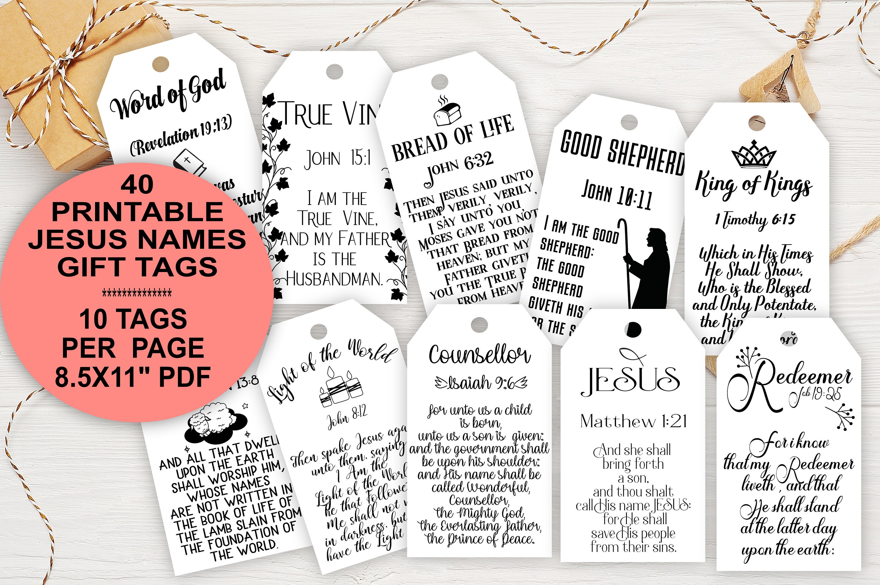 12 Days of Jesus Gift Tags Jesus Names Gift Tags Christmas | Etsy