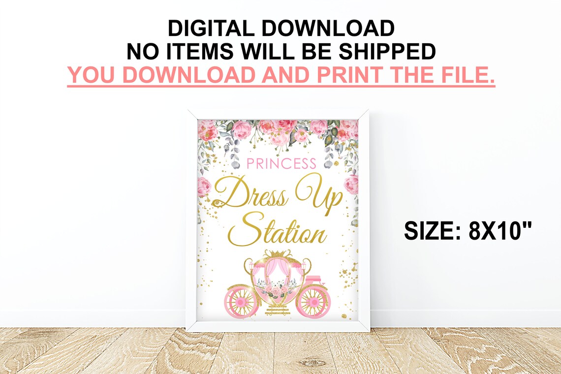 Princess Dress up Station Sign Birthday Party PRINTABLE - Etsy