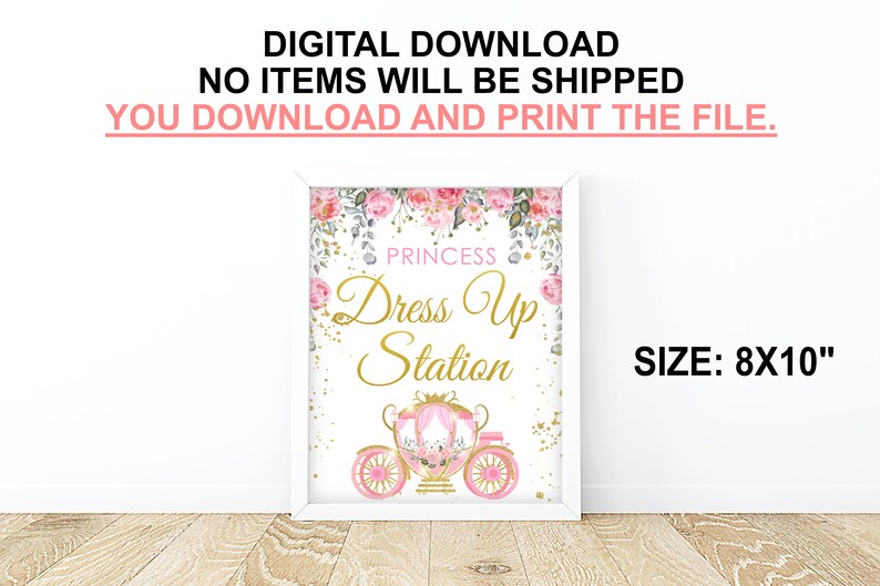 Princess Dress up Station Sign Birthday Party PRINTABLE Princess ...