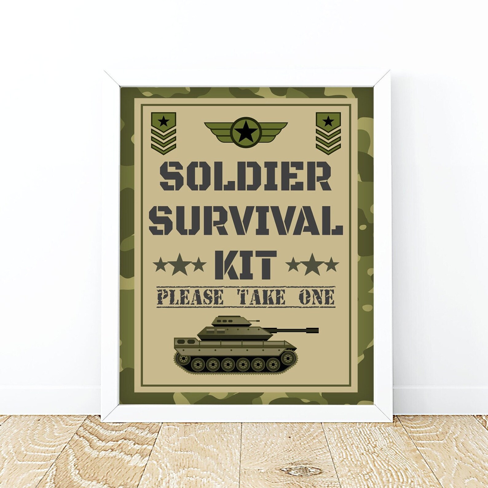 Camo Survival Kit Sign Table Decor Birthday Party Sign Favor - Etsy