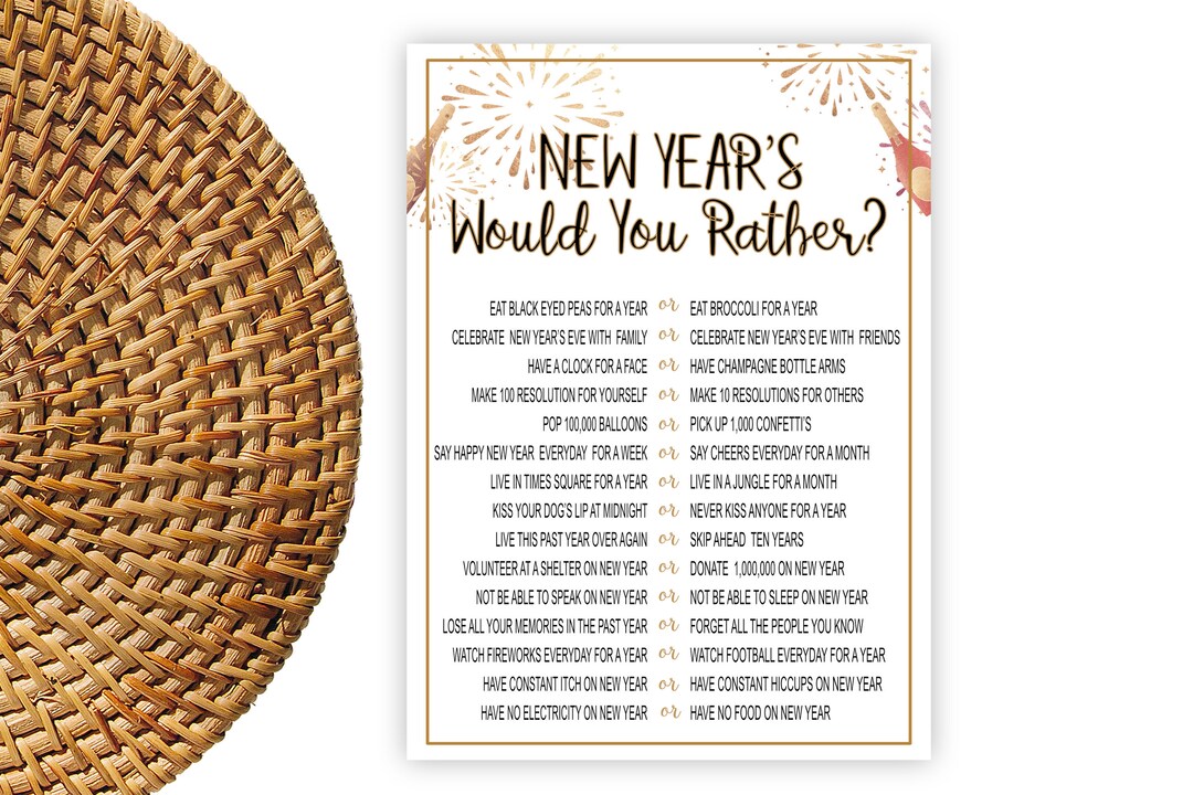 Would You Rather New Year's Eve Game, Would You Rather, New Year's, Fun ...