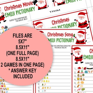 Christmas Emoji Pictionary Game Bundle PRINTABLE Christmas Movies ...