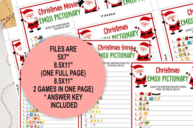 Christmas Emoji Pictionary Game Bundle PRINTABLE Christmas - Etsy
