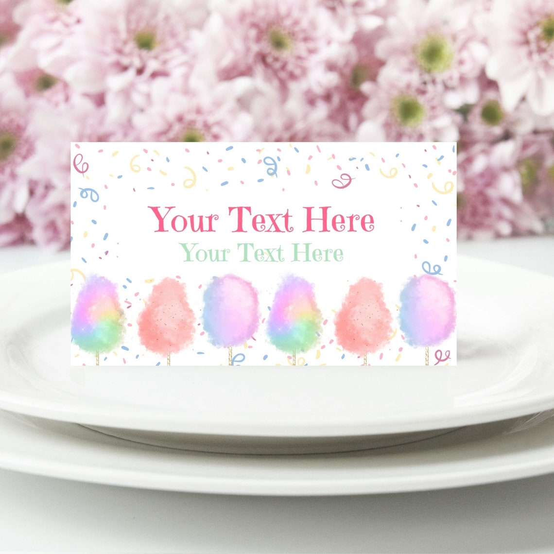 Editable Cotton Candy Food Labels Tent Card Food Card Table - Etsy
