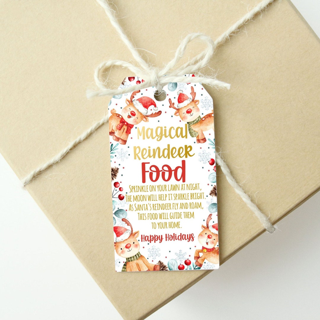 Editable Christmas Gift Tag Reindeer Food Label Santa's Helper Magical ...
