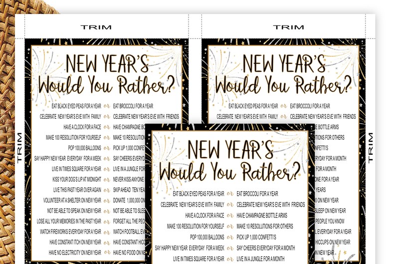 New Year's Eve Would You Rather Game New Year's Eve - Etsy