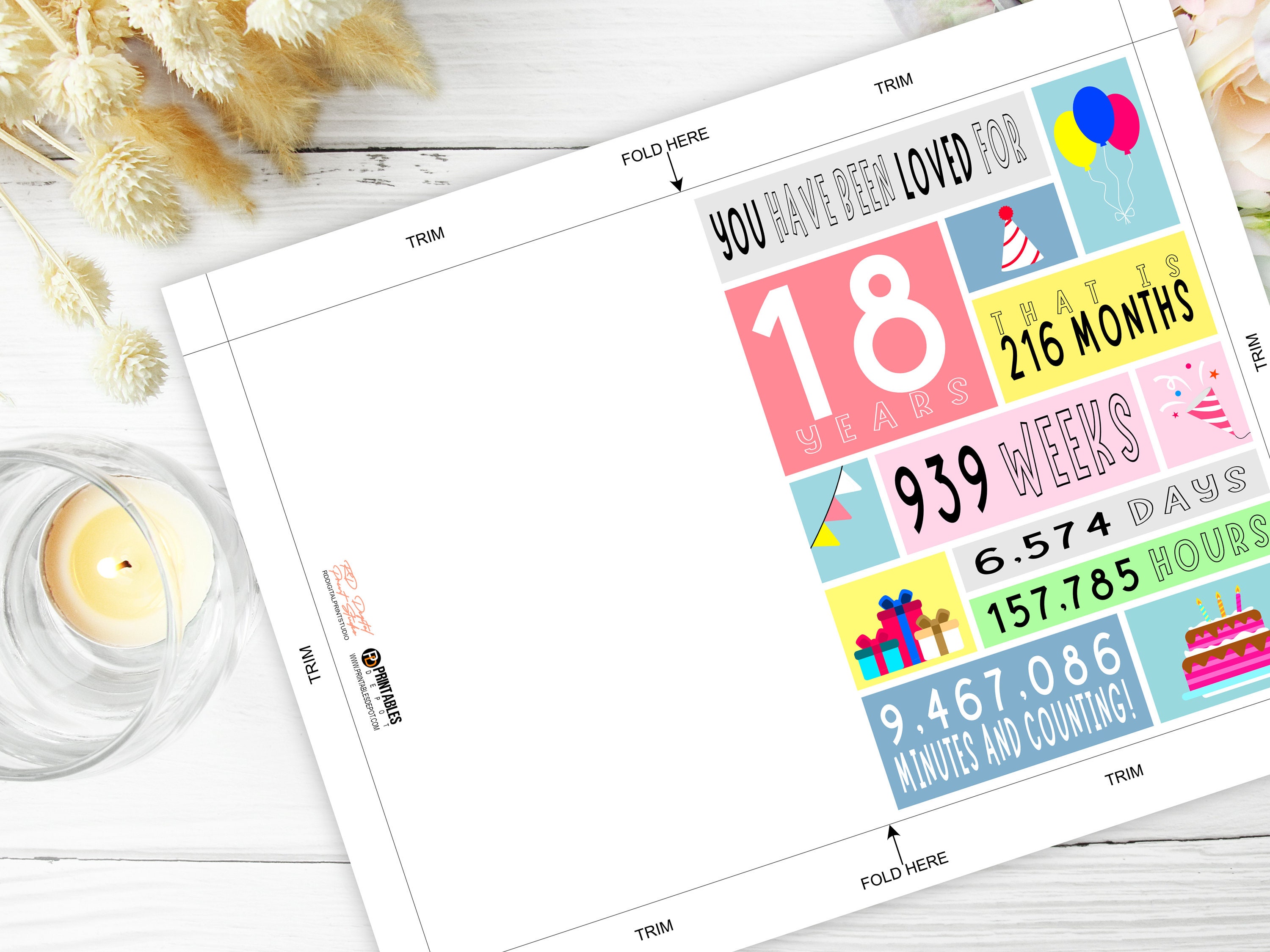 18th Birthday Printable Card, 18th Birthday Card, Greeting Card ...
