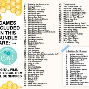 Editable Bee Baby Shower Games Bundle, Yellow Honey Bee Baby Sprinkle ...