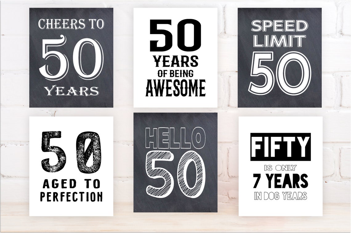50th Birthday Signs Bundle Birthday Party Decorations 50th Birthday ...