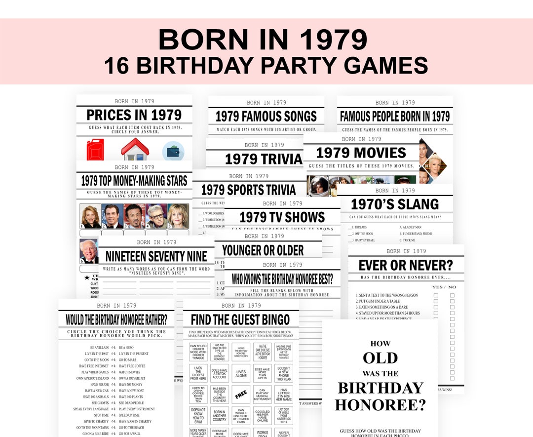 46th Birthday Games Printable Born in 1979 Quiz Bundle 1979 Trivia Fun ...