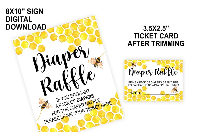 Bee Diaper Raffle Tickets and Sign Honey Bee Baby Shower Game - Etsy