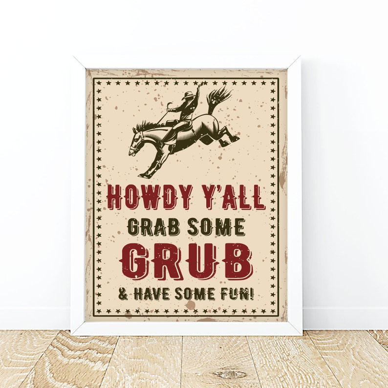 Rodeo Grab Some Grub Sign Food Table Decor Birthday Party Sign Baby ...