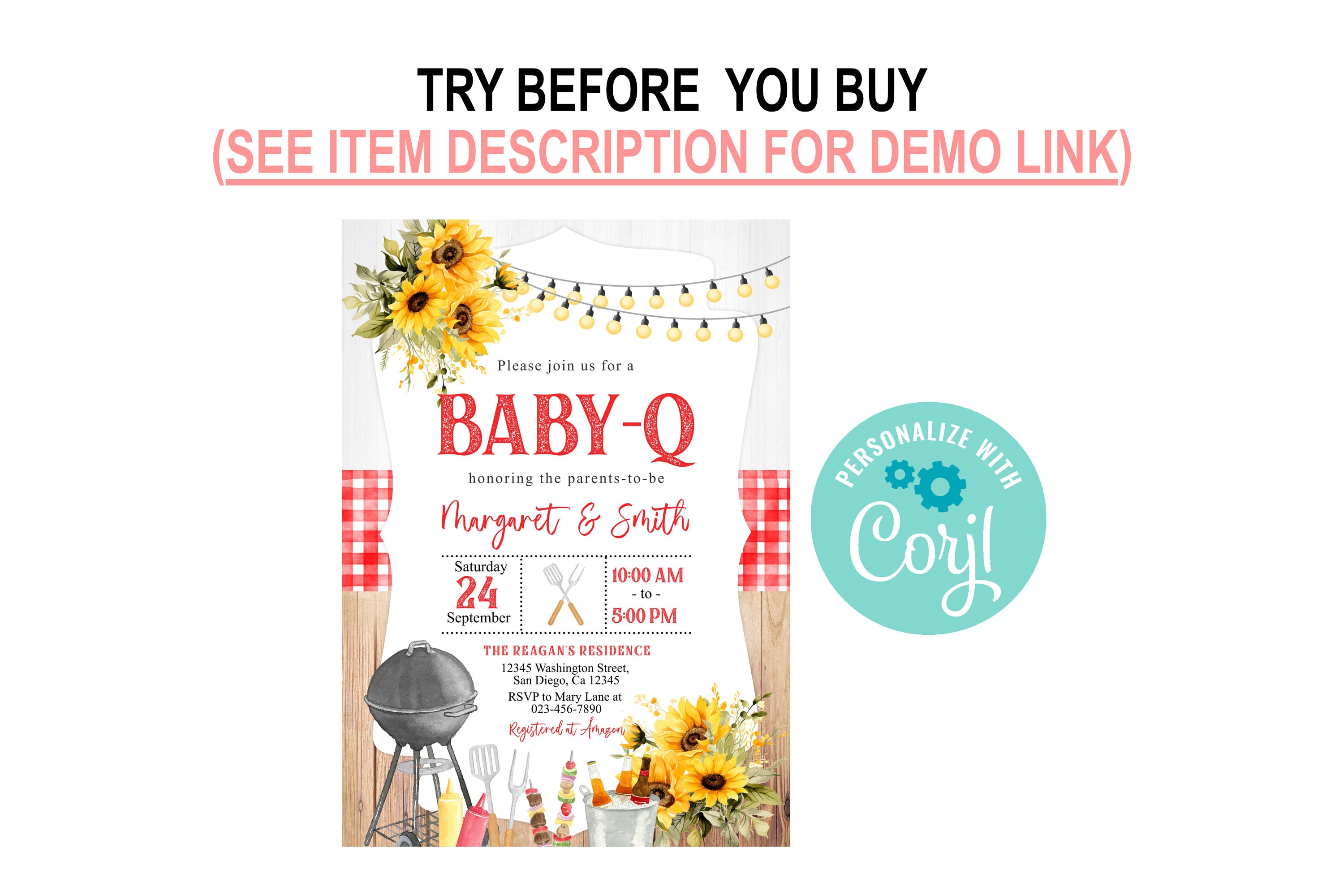 BBQ Baby Shower Invitation, Editable Baby-q Template (digital Download ...