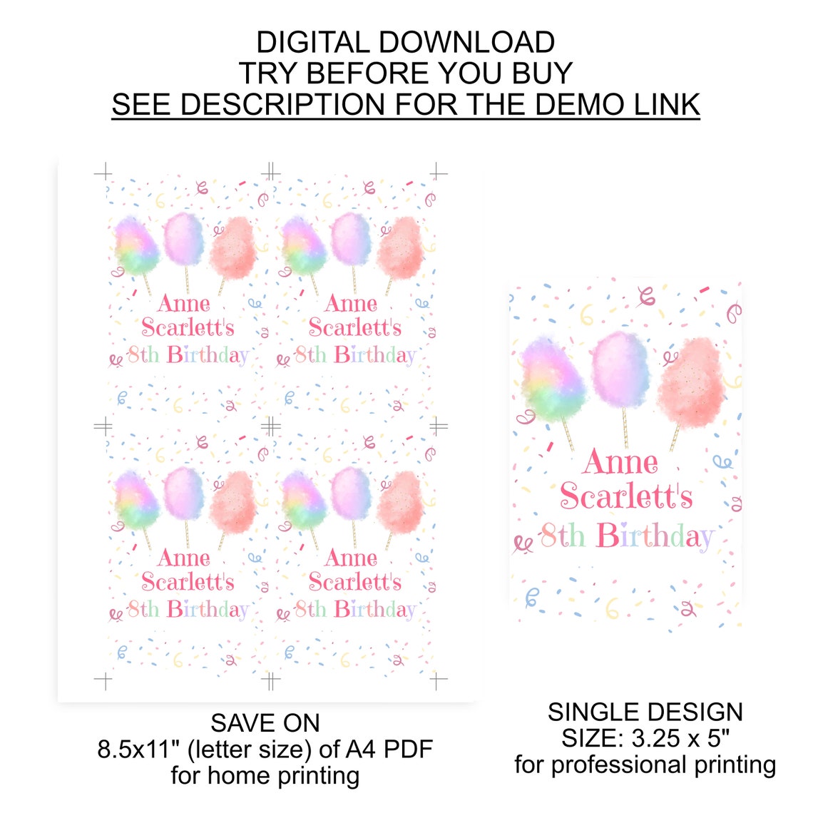 Editable Cotton Candy Juice Pouch Label Birthday Juice Pack - Etsy