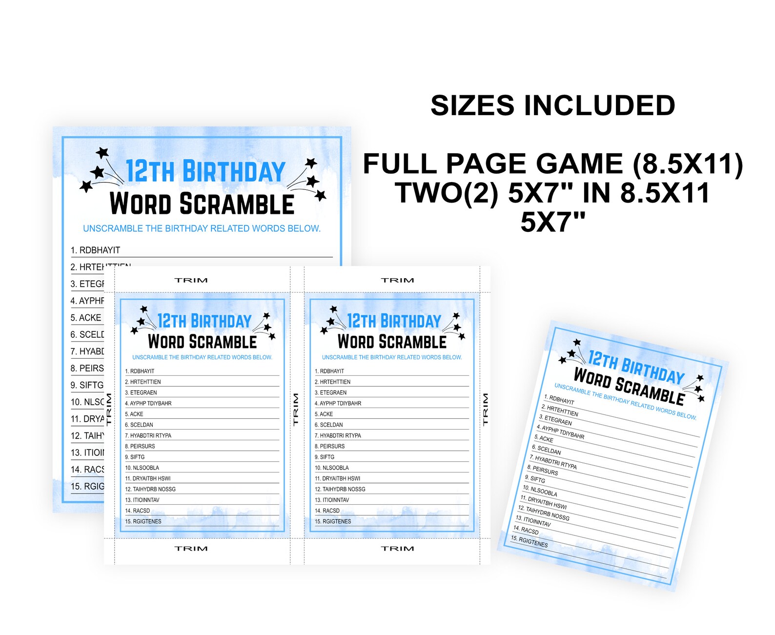 12th Birthday Party Games for Boys Twelve Birthday Game | Etsy