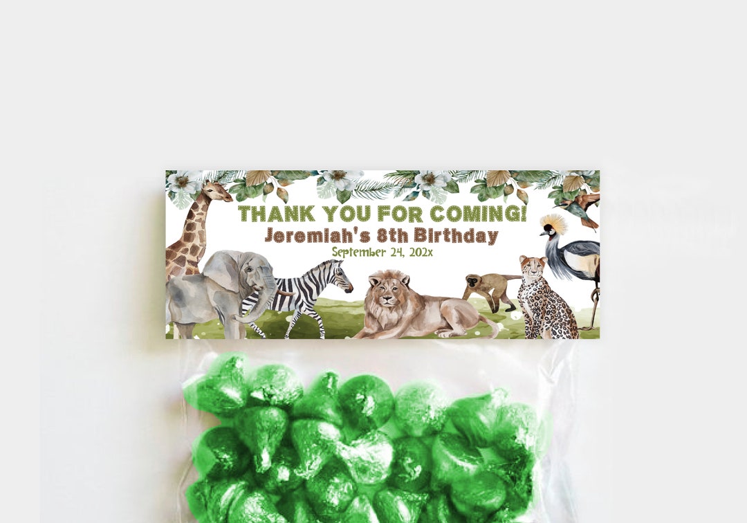 Editable Jungle Treat Bag Topper Label Wild Animals Baby Shower ...