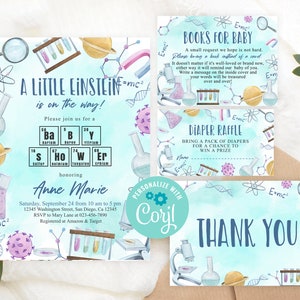 Editable Science Baby Shower Invitation Set Little Einstein - Etsy