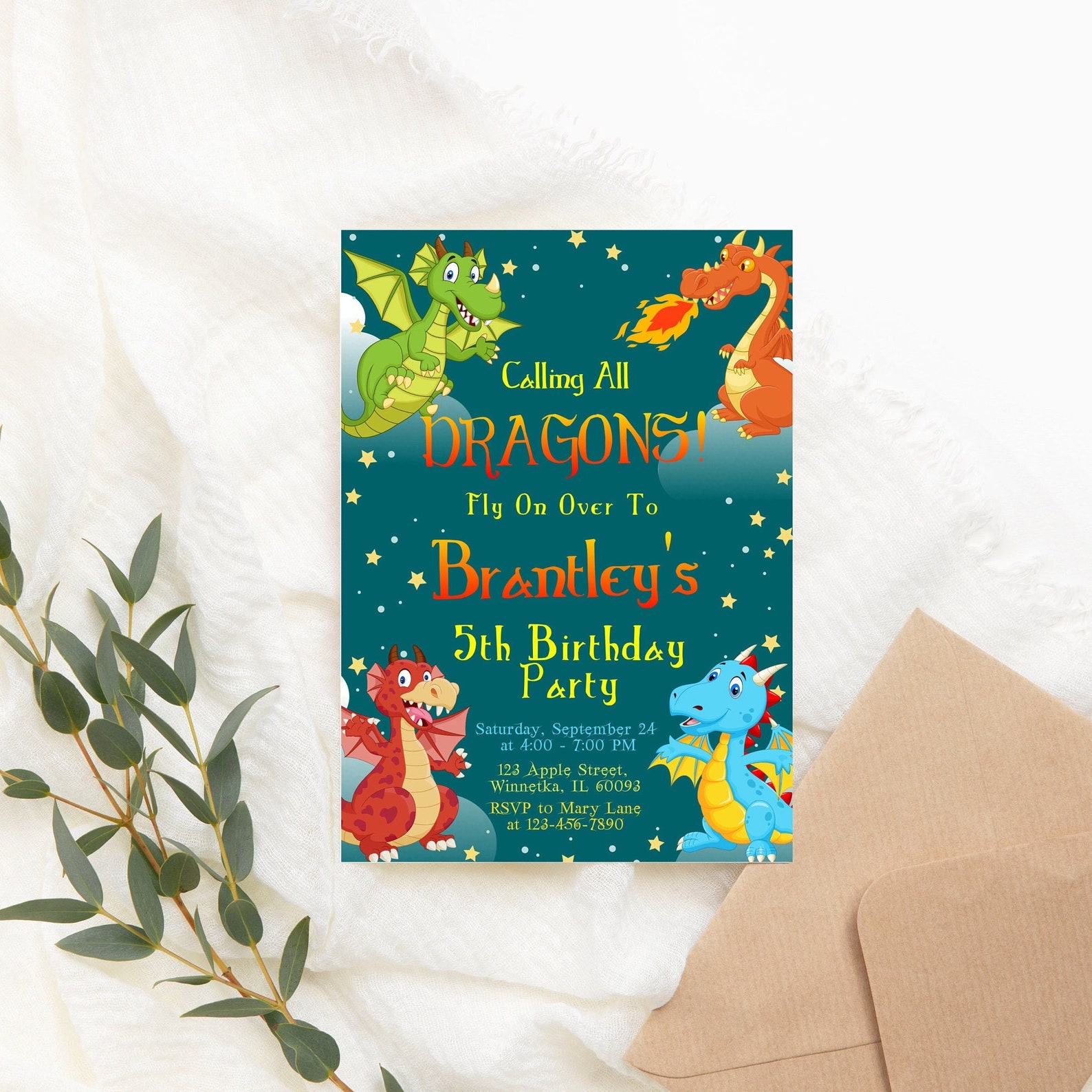 Editable Dragon Birthday Invitation Dragon Birthday Party - Etsy