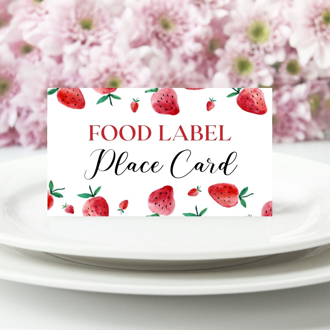 Editable Strawberry Food Label Berry Food Card Table Tent Card - Etsy