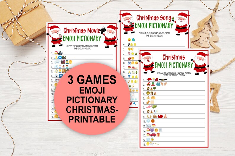 Christmas Emoji Pictionary Game Bundle PRINTABLE Christmas - Etsy