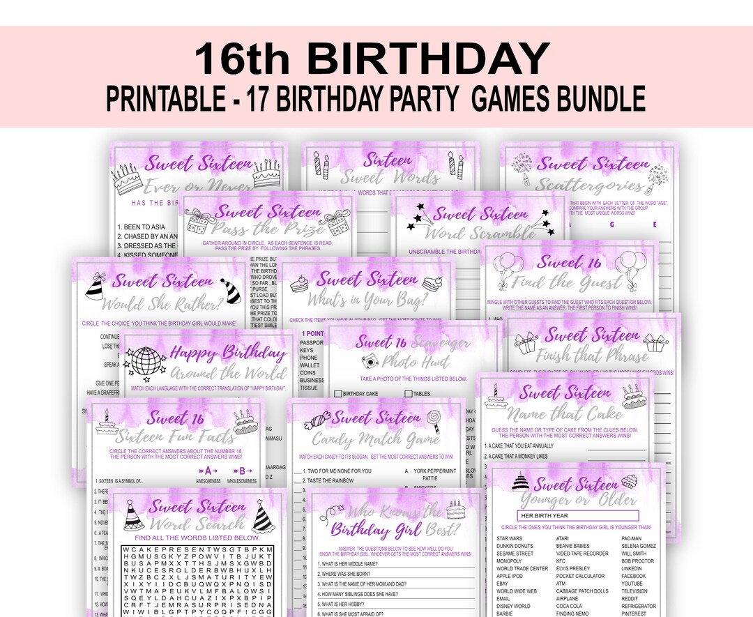 Purple 16th Birthday Party Games, Sweet Sixteen Birthday, Birthday ...