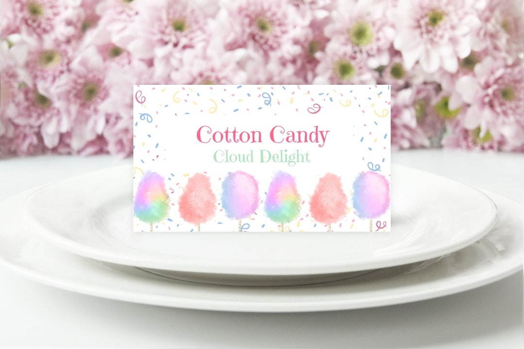 Editable Cotton Candy Food Label Tent Card: Sweet Buffet (printable ...