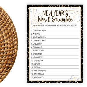 New Year's Eve Word Scramble Game, Word Scramble Game New Year, New ...