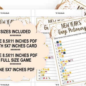 New Years Eve Game New Year Emoji Pictionary Game PRINTABLE Emoji ...