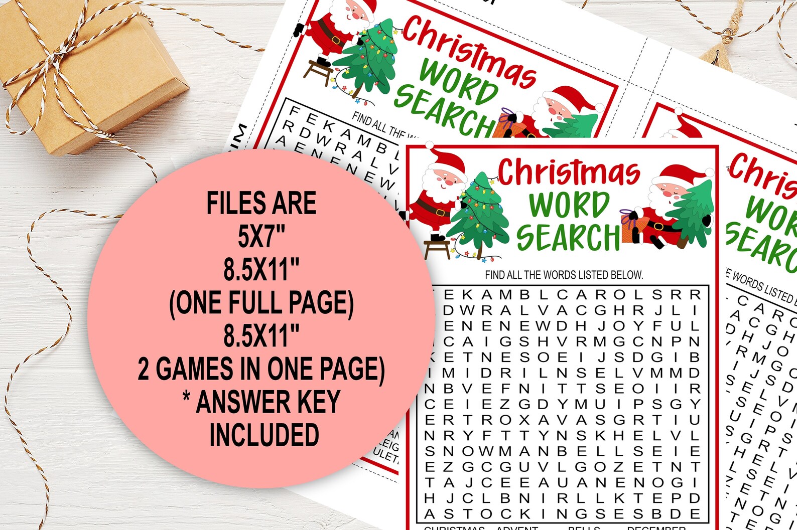 Christmas Word Search Game Fun Word Game Christmas Party Game - Etsy