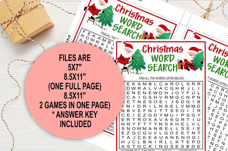 Christmas Word Search Game Fun Word Game Christmas Party Game Christmas ...