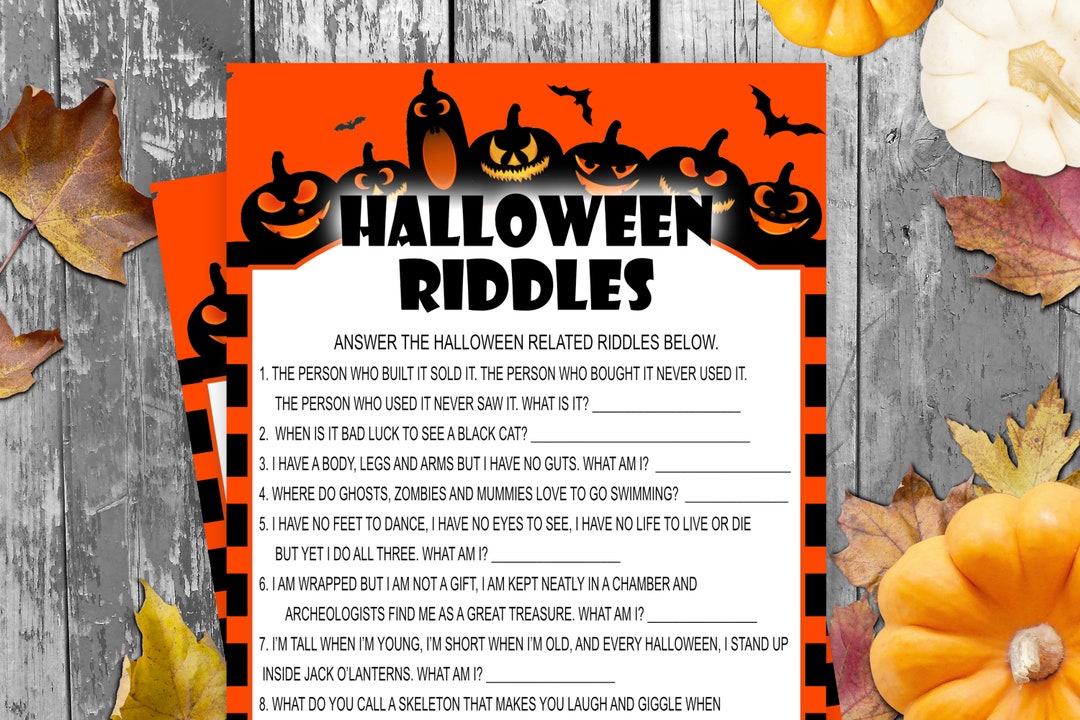 Halloween Riddles, Halloween Party Game, Halloween Fun Party, Printable ...