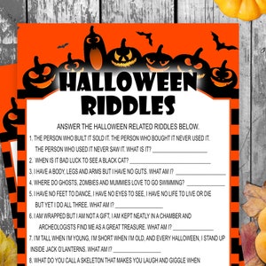 Halloween Riddles, Halloween Party Game, Halloween Fun Party, Printable ...