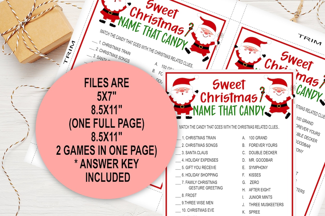 Christmas Candy Game Christmas Name That Candy Game Christmas - Etsy