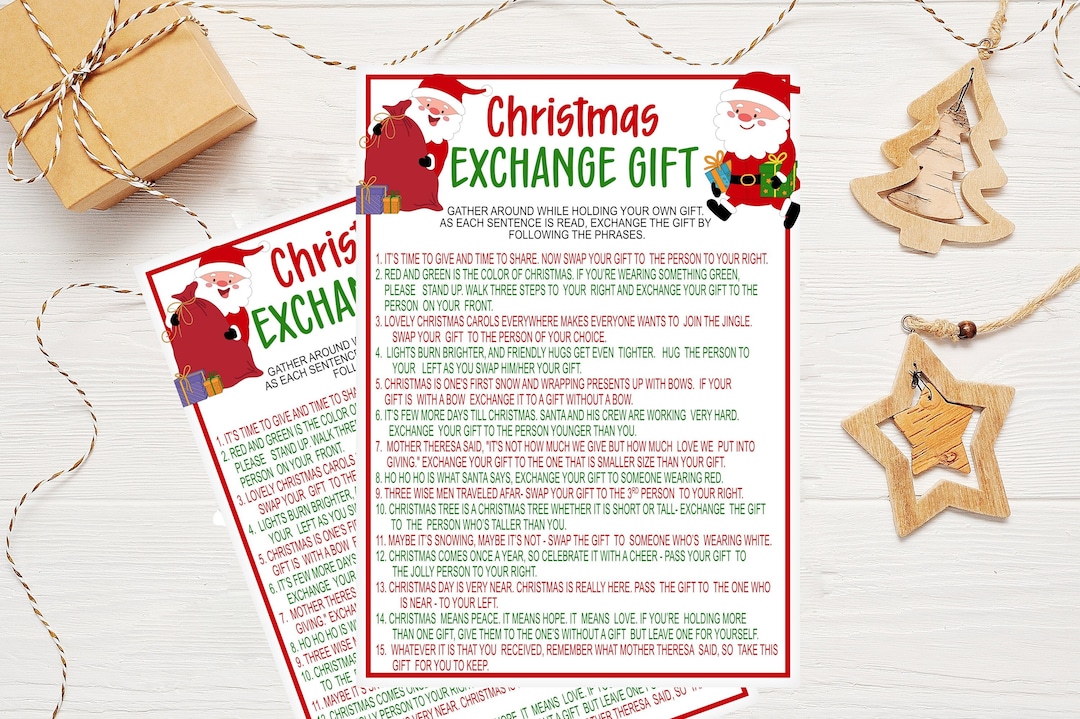 Christmas Exchange Gift Game PRINTABLE Christmas Fun Christmas Game for ...