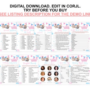 Editable Pilot or Princess Games Bundle Blue Airplane Gender Reveal ...