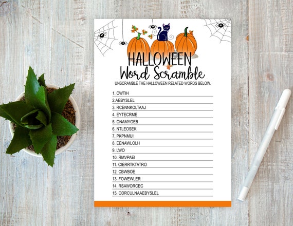 Halloween Word Scramble Halloween Party Games Halloween Fun | Etsy