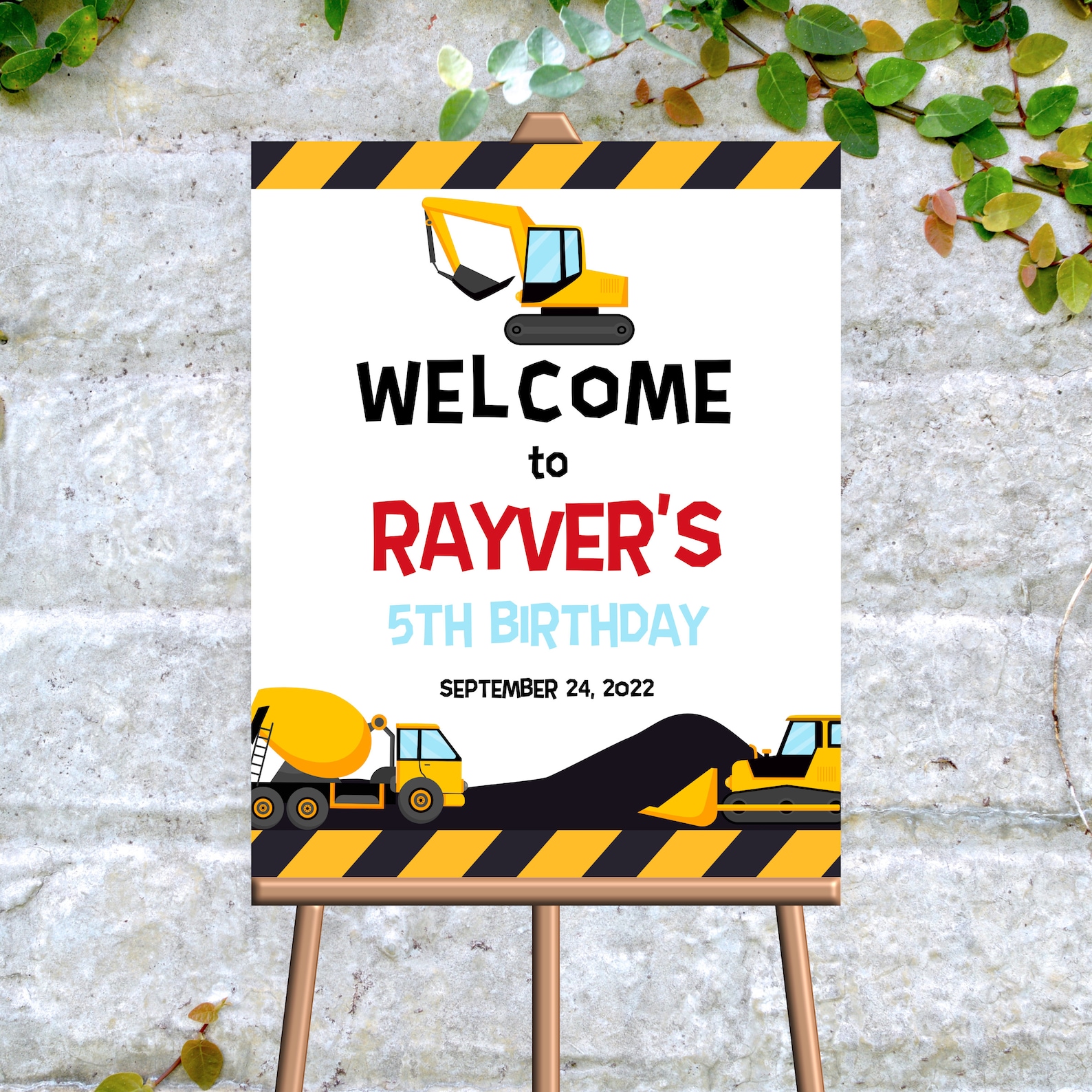 Editable Construction Welcome Sign Party Construction Birthday Party ...