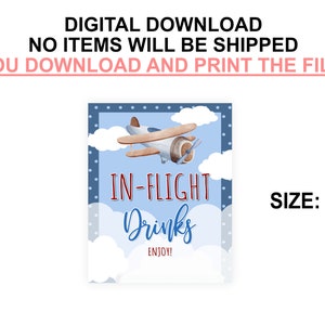 In Flight Drinks Sign Baby Baby Shower Birthday Party Drink Sign ...
