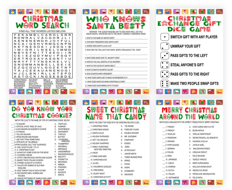 Christmas Games Bundle Christmas Printable Games Bundle Pack - Etsy