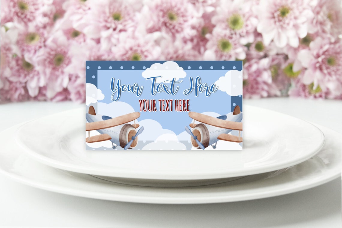 Editable Blue Airplane Food Labels Tent Card Food Card Table - Etsy