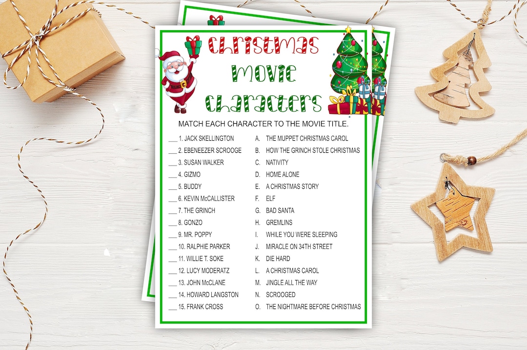 Christmas Movie Characters Game, Christmas Party Game, Christmas Movie ...