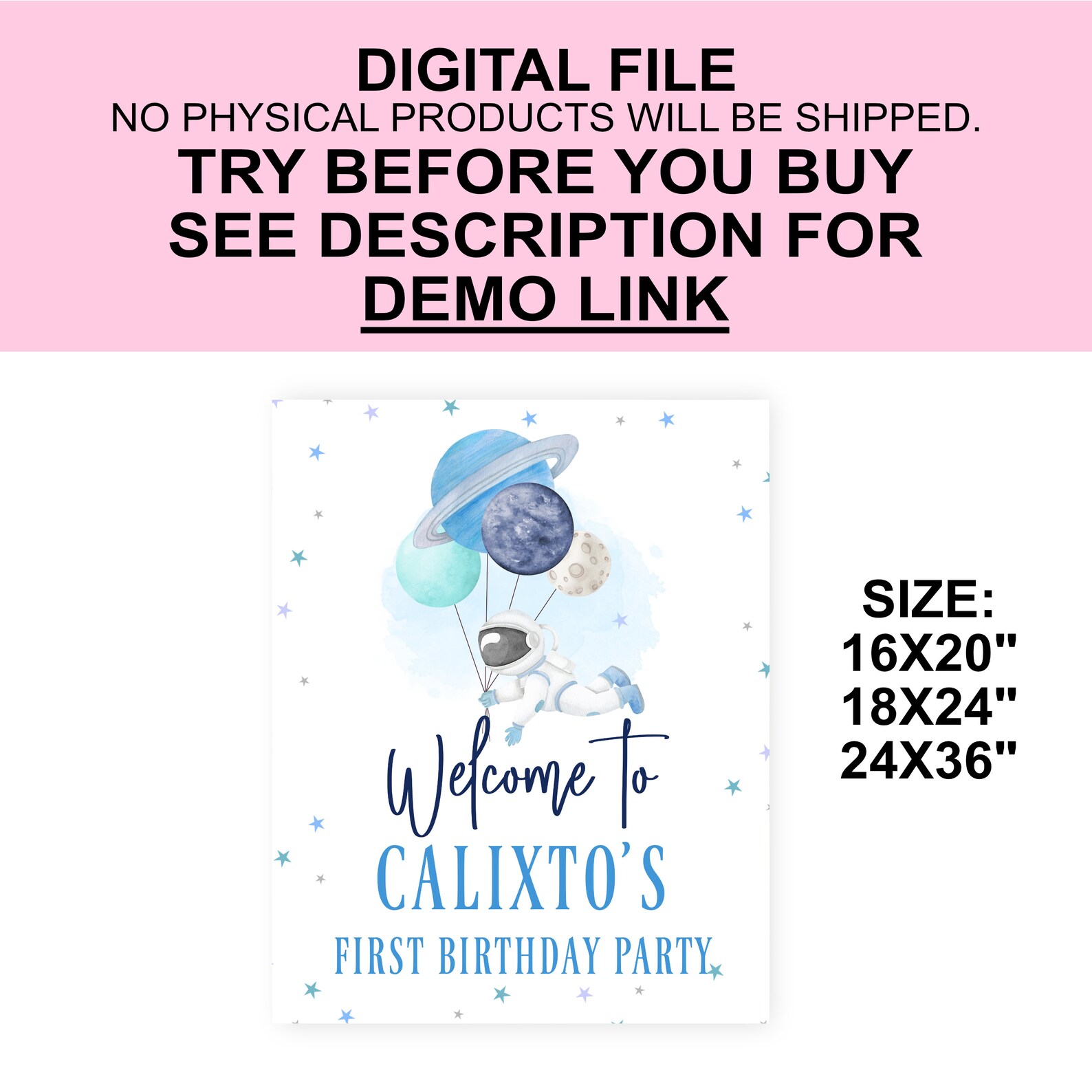 Editable Astronaut Welcome Sign Party Boy Outer Space Galaxy - Etsy