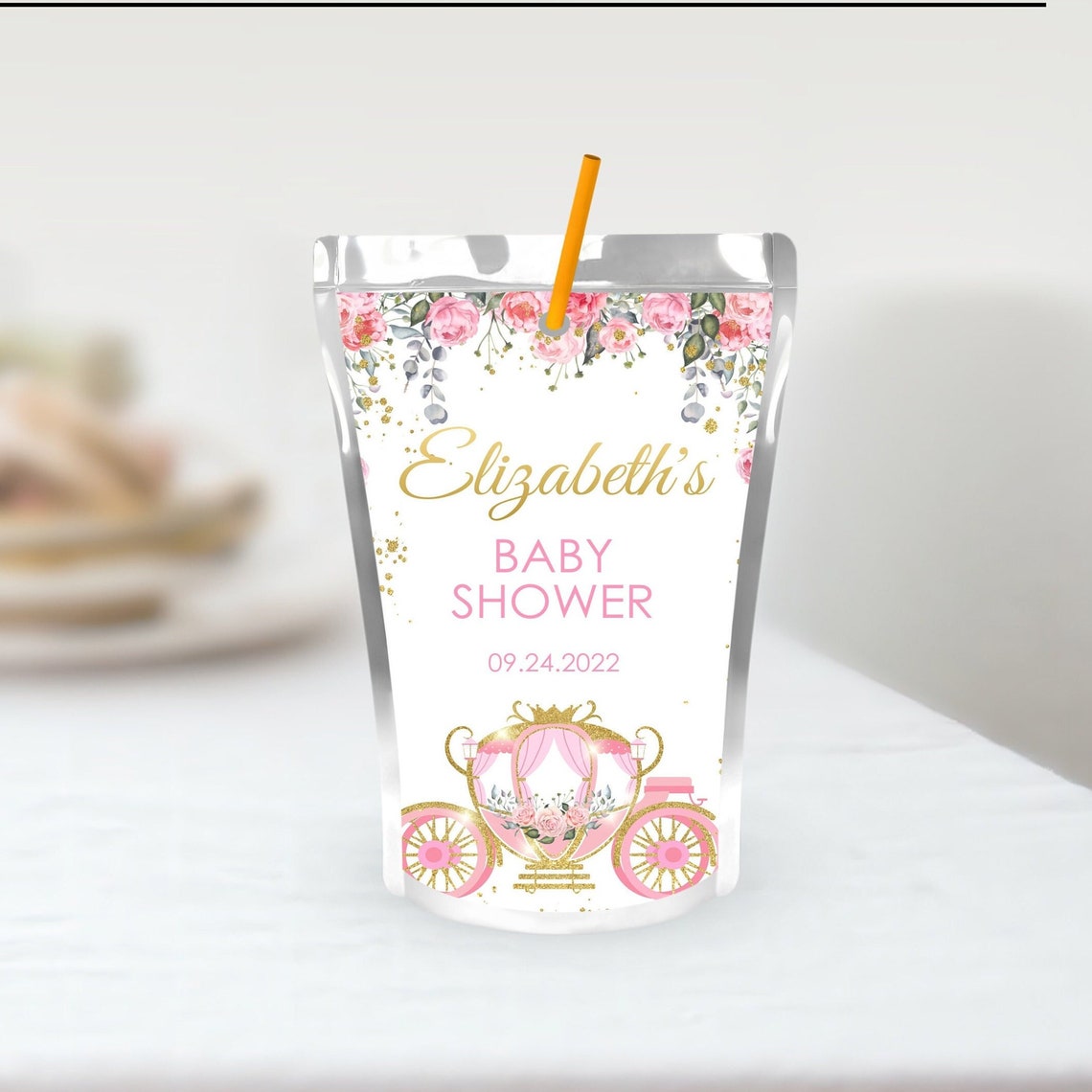 Editable Princess Capri Sun Labels Juice Pouch Labels Princess Carriage ...