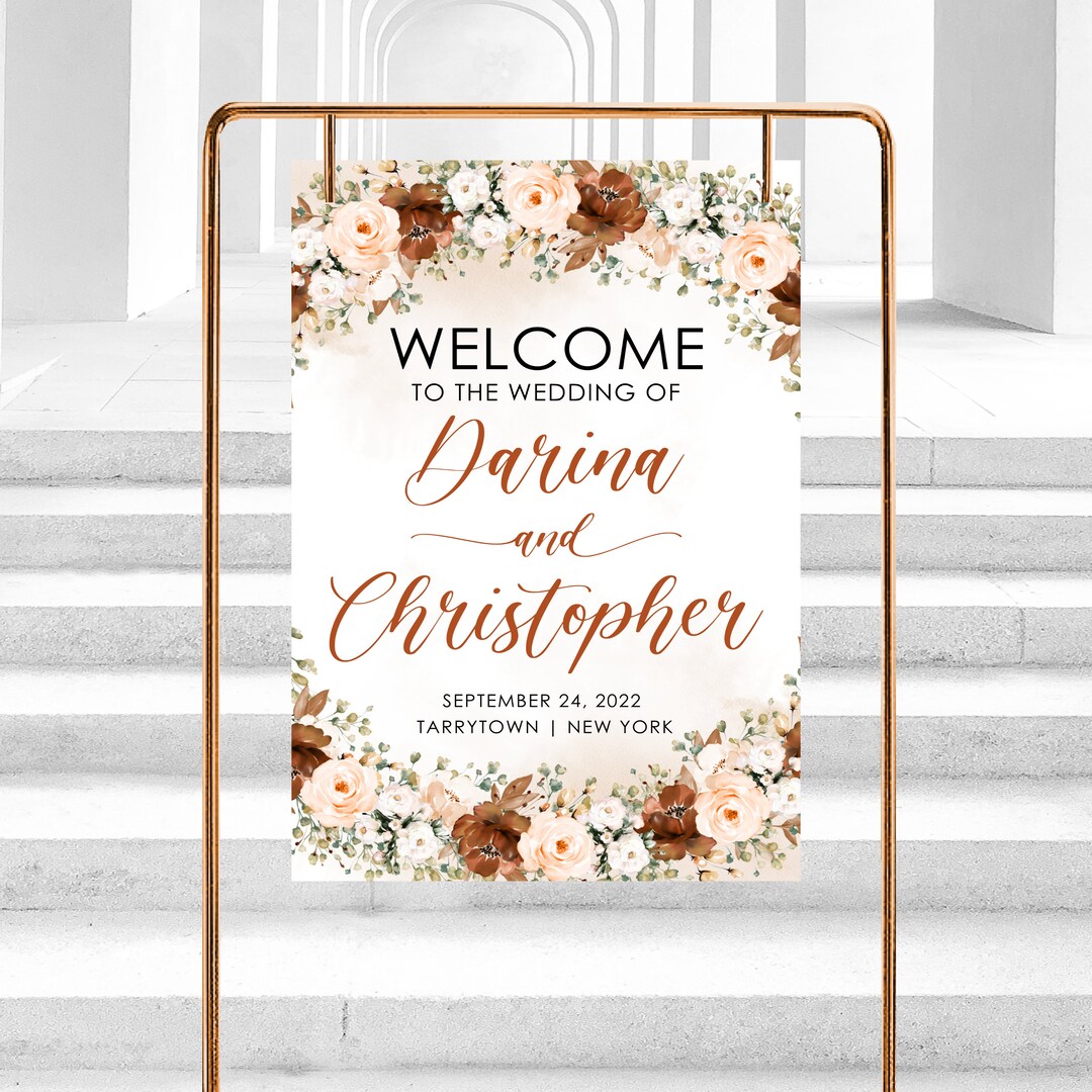 Editable Burnt Orange Welcome Sign Terracotta Wedding Welcome Sign ...