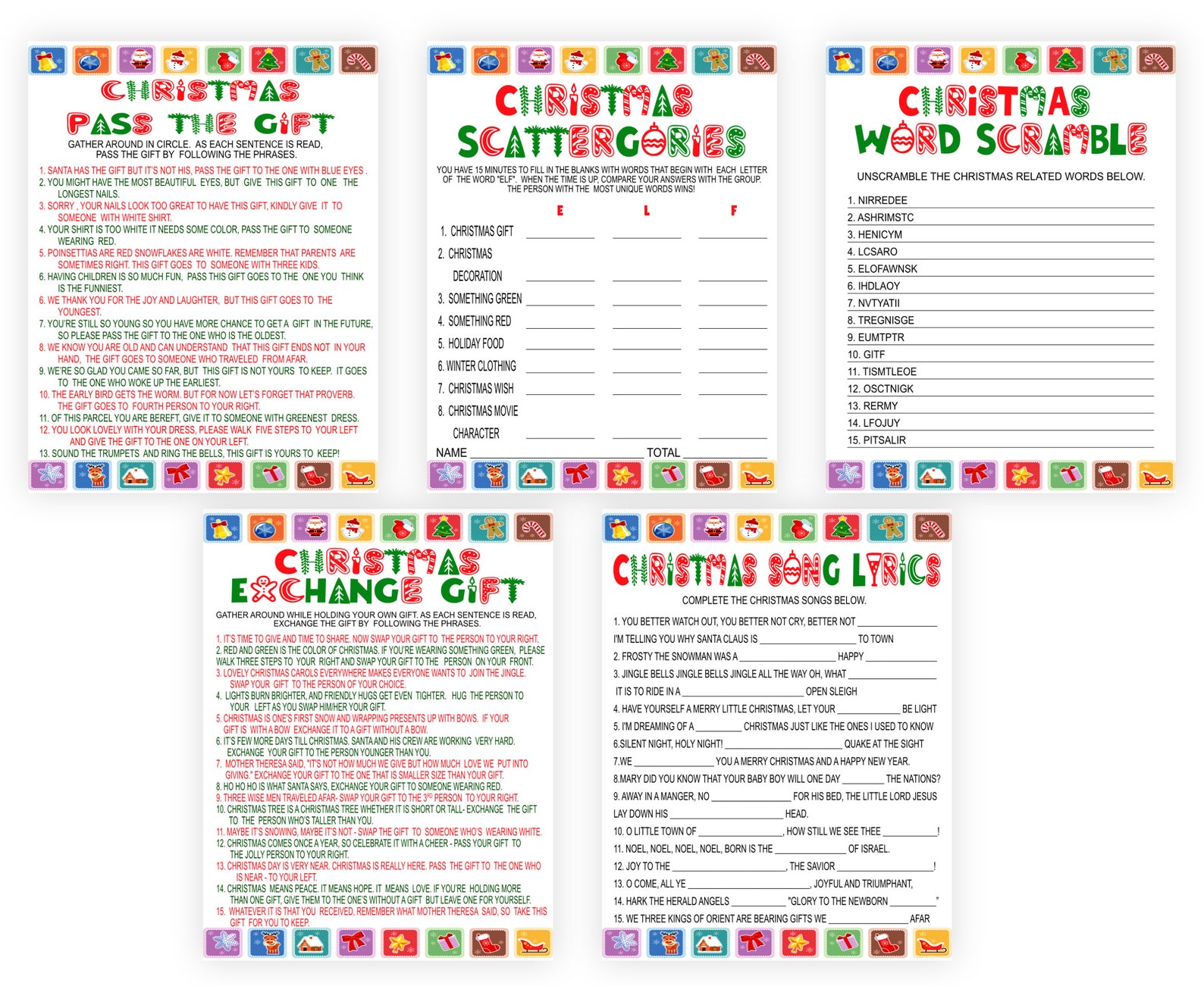 Christmas Games Bundle Christmas Printable Games Bundle Pack - Etsy