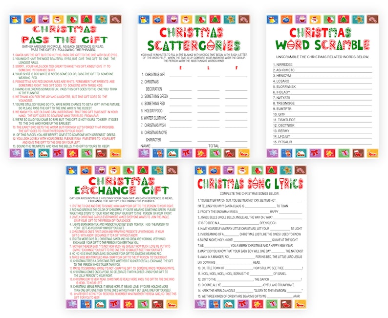 Christmas Games Bundle Christmas Printable Games Bundle Pack - Etsy