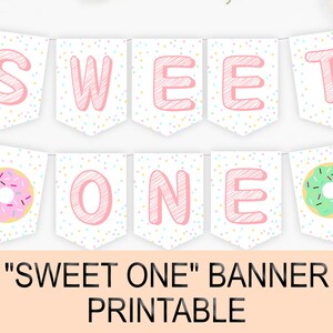 Donut Sweet One First Birthday Banner Sign, Sweet One Birthday Flag ...
