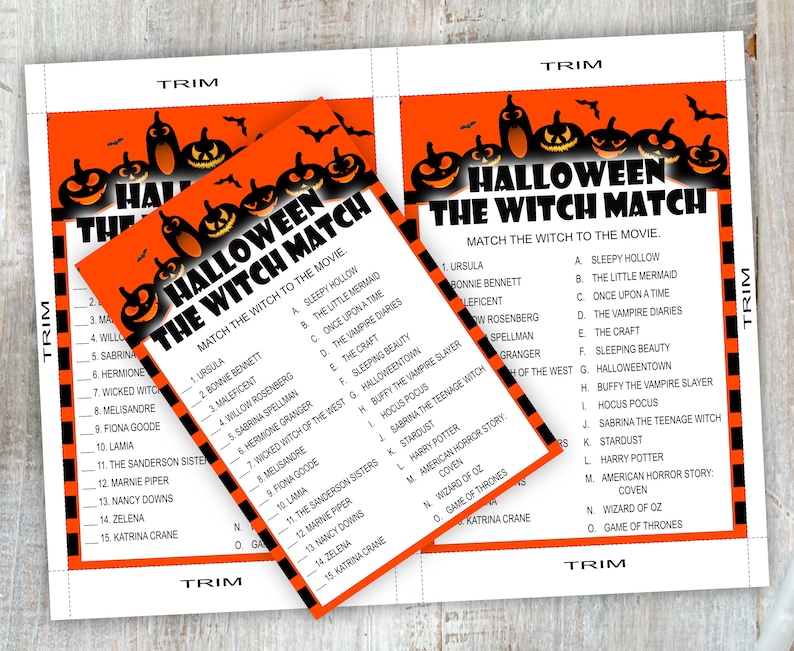 Halloween the Witch Game Witch Matching Game Match the Witch - Etsy